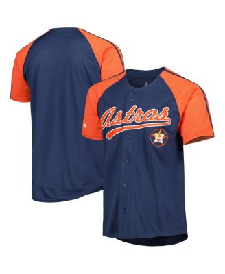 Men's Stitches Navy Houston Astros Button-Down Raglan Fashion Jersey ...