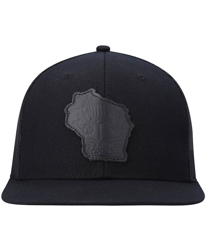 Local Crowns Men's Wisconsin Blackout State Patch Trucker Snapback Hat ...