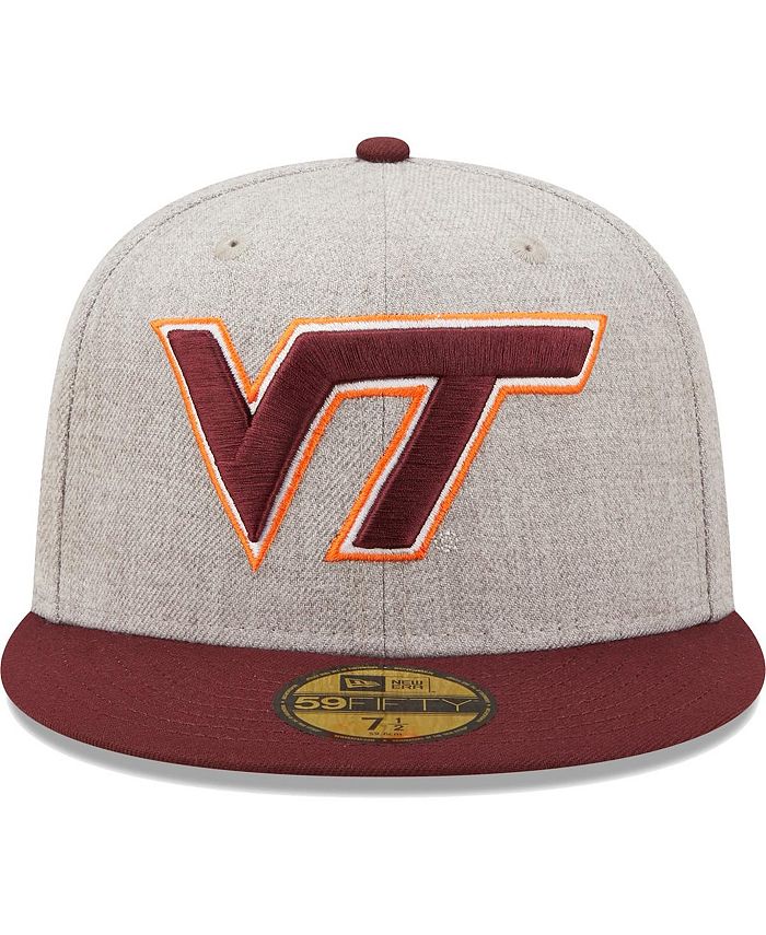 New Era Men's Heather Gray, Maroon Virginia Tech Hokies Patch 59FIFTY ...