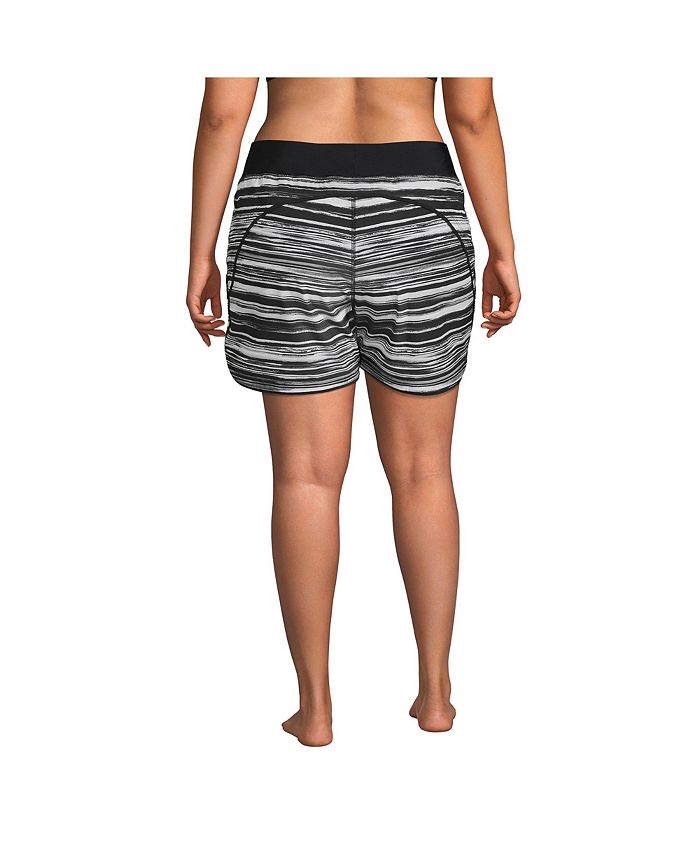 Lands End Womens 5 Quick Dry Elastic Waist Board Shorts Swim Cover