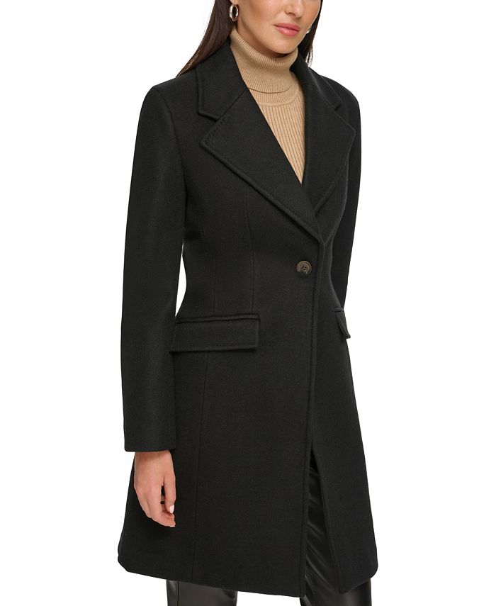 DKNY Women's Petite Single-Button Reefer Coat - Macy's