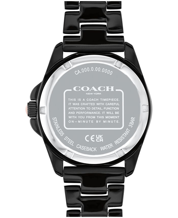 COACH Women's Greyson Black Tortoise Signature C Resin Watch, 36mm - Macy's