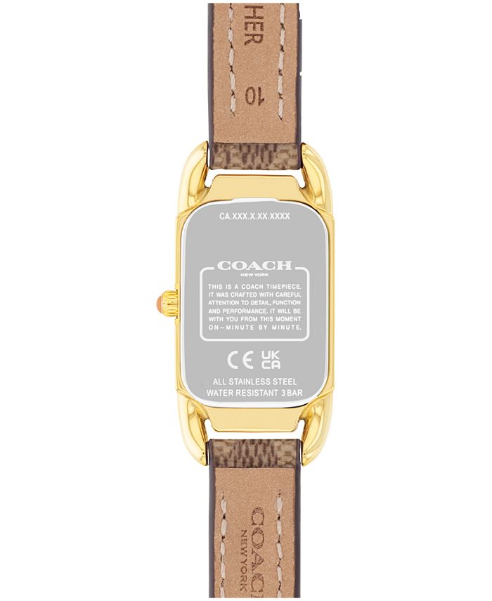 COACH Women's Cadie Tan Signature Canvas Strap Watch, 28.5 x 17.5mm ...