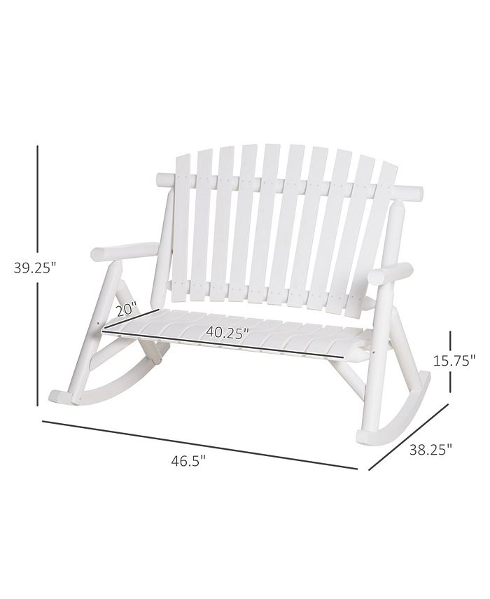 Outsunny Wooden Porch Rocking Chair, Wood Double Adirondack, 2 Person ...