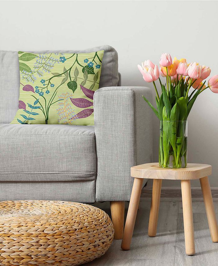 E by Design Botanical 16 Inch Bright Green Decorative Floral Throw ...