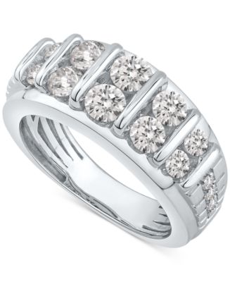Men's Diamond Graduated Column Band (2 ct. t.w.) in 10k White Gold - Macy's