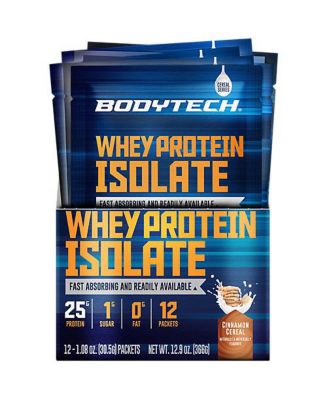 BodyTech Whey Protein Isolate Powder - Cinnamon Cereal (Twelve 1.08 oz ...