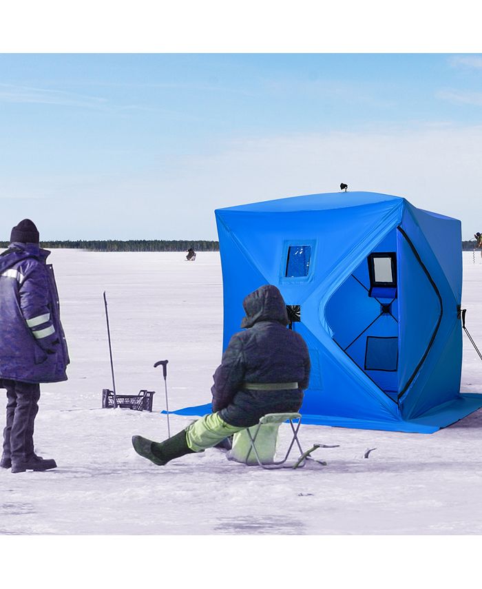 Outsunny 2 Person Ice Fishing Shelter, Waterproof Oxford Fabric ...