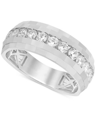 Men's Diamond Channel-Set Band (1 ct. t.w.) in 10k White Gold - Macy's