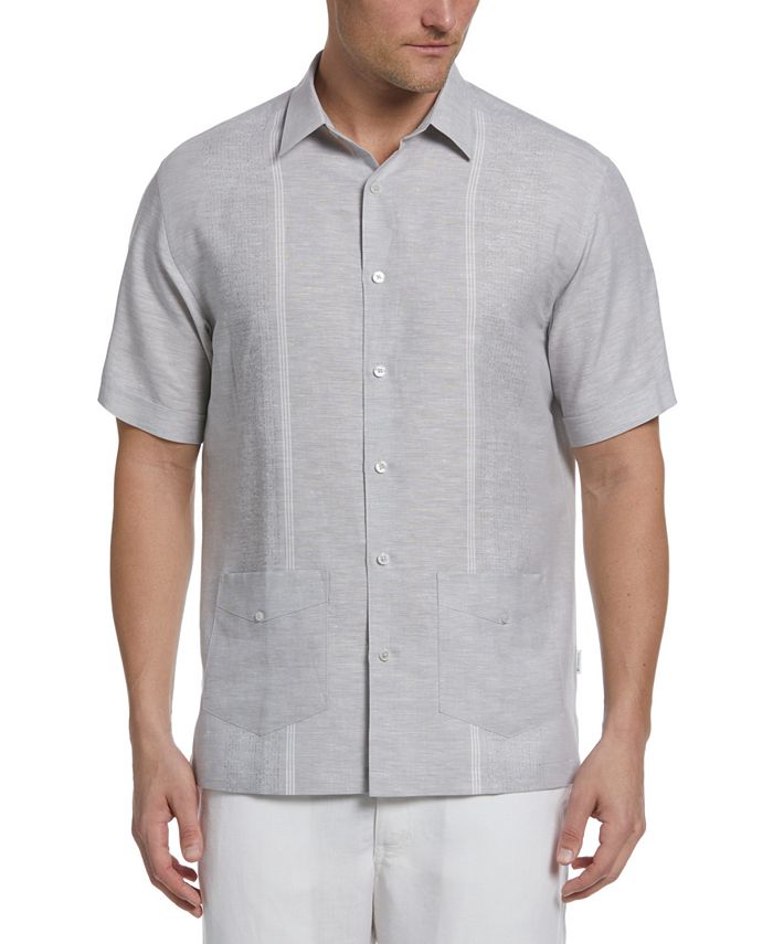 Cubavera Men's Big & Tall Cross-Dyed Embroidered Panel Button-Down ...