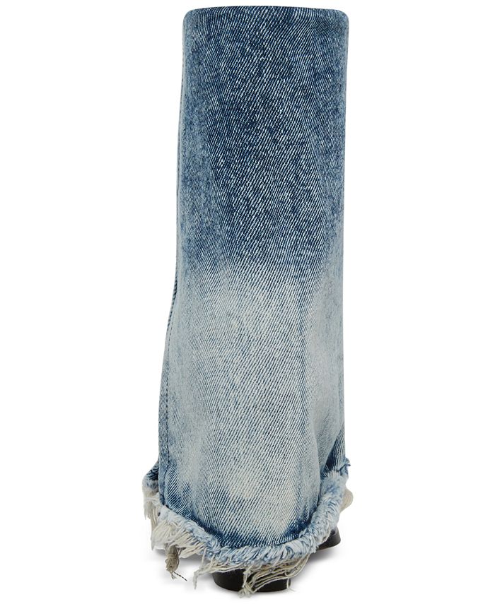 Steve Madden Women's Livvy Distressed Denim Fold-Over Cuffed Cowboy ...