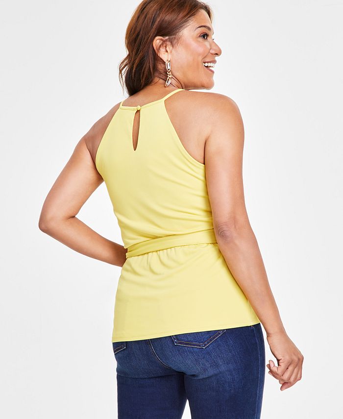 I N C International Concepts Womens Wrap Front Keyhole Halter Top