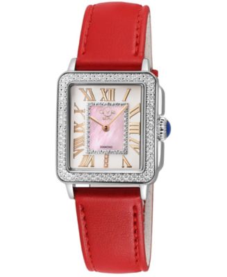 GV2 by Gevril Women's Padova Swiss Quartz Red Faux Leather Watch 30mm ...