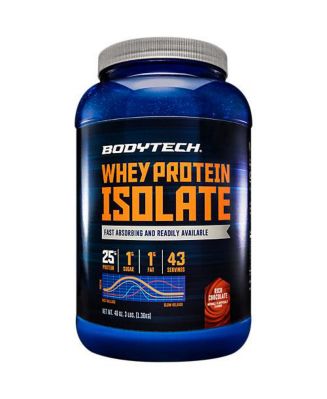 BodyTech Whey Protein Isolate Powder - Rich Chocolate (3 lbs./43 ...