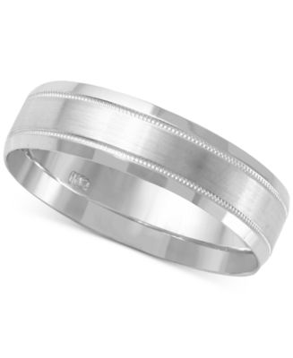 Men's Textured & Smooth Finish Band in 14k White Gold - Macy's