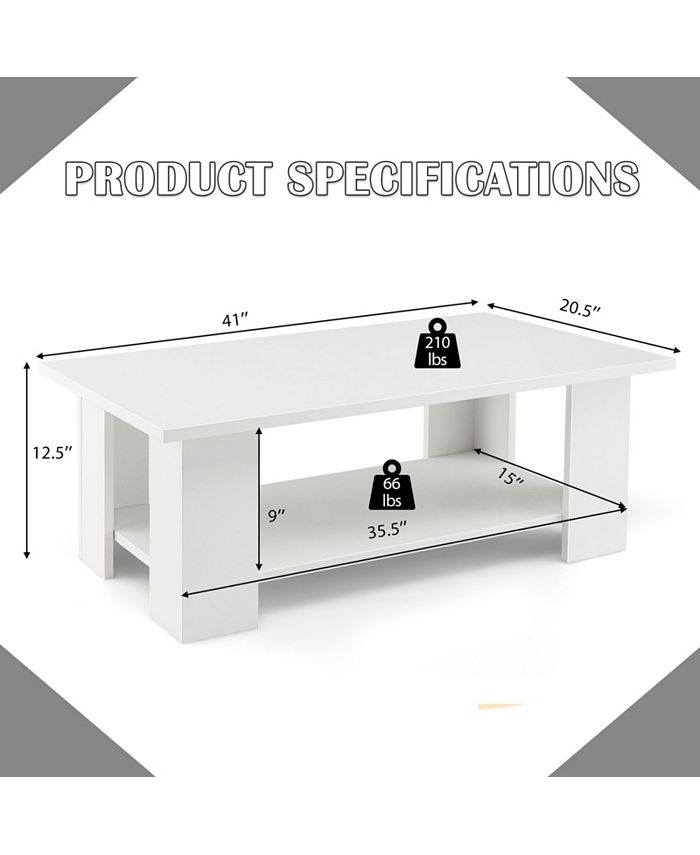 Costway Coffee Table 2-Tier Modern Center Cocktail Table W/Storage ...