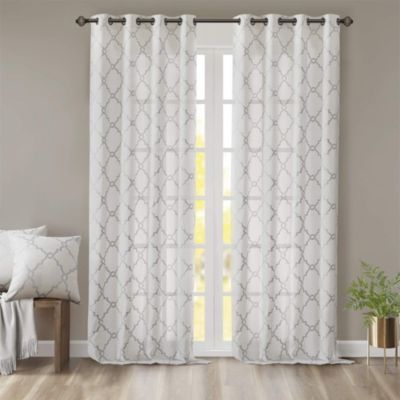 Gracie Mills Ondine Scroll Geometric Fretwork Grommet Window Curtain ...