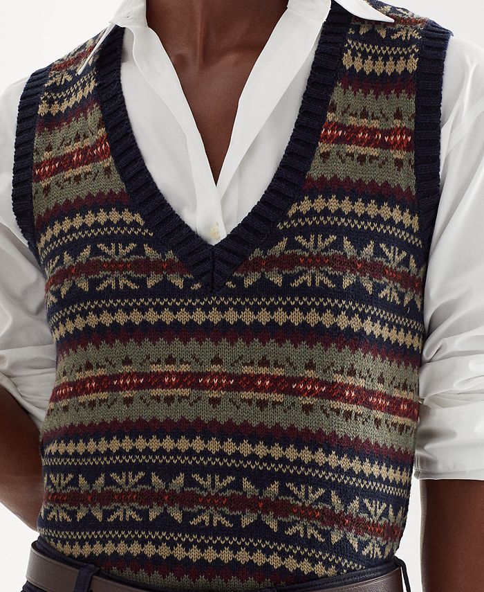 Lauren Ralph Lauren Women's Fair Isle V-Neck Sweater Vest - Macy's