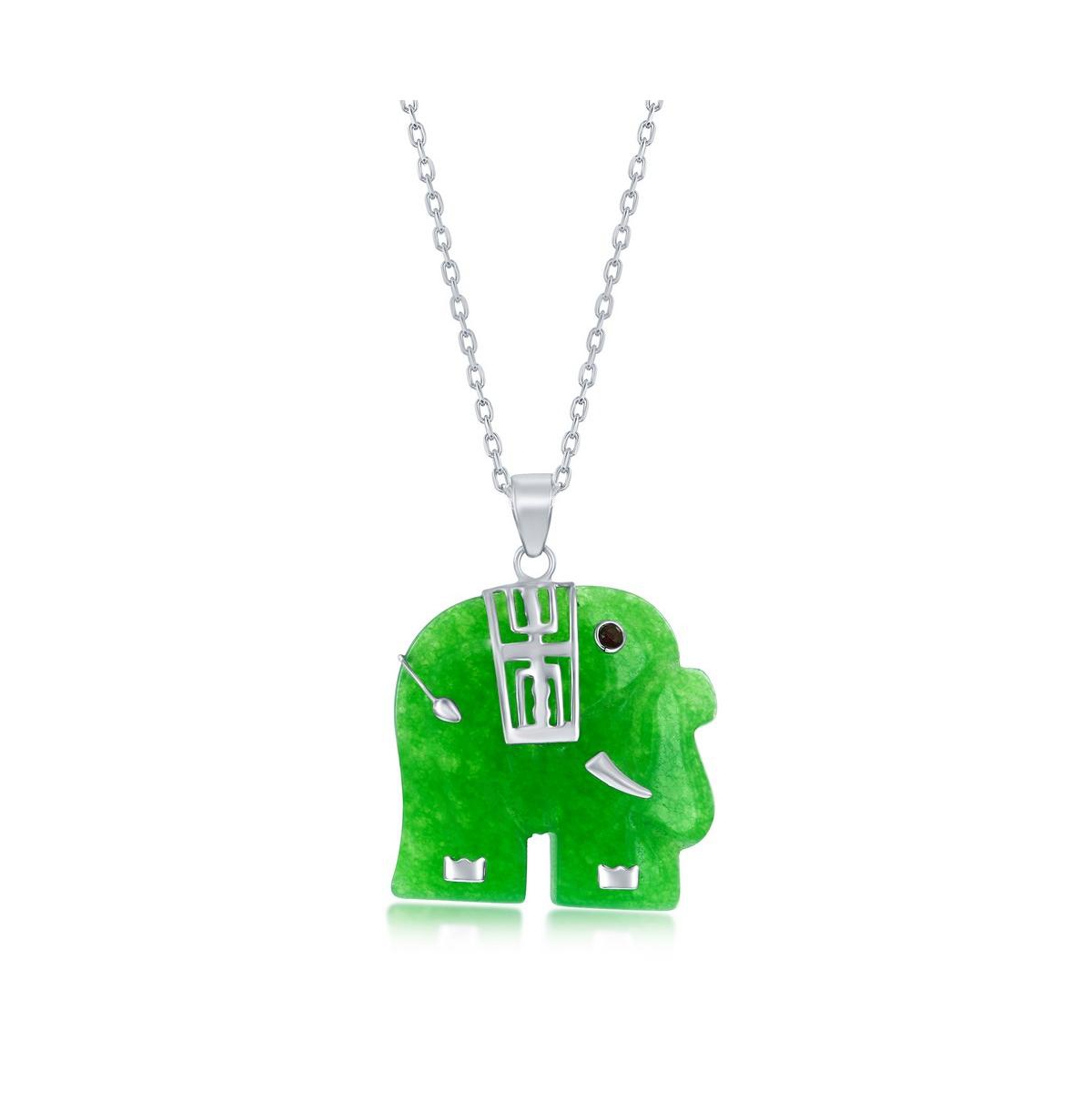 Click here for Sterling Silver Elephant-Shaped Jade Necklace - Gr... prices