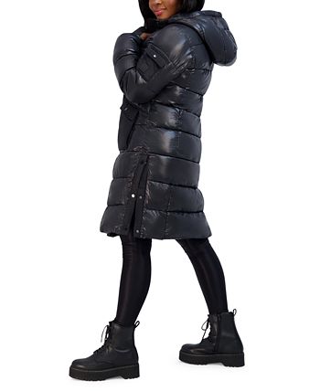 Steve Madden Juniors' Hooded Puffer Coat - Macy's