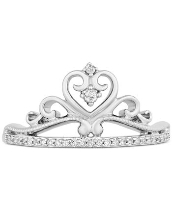 Enchanted Disney Fine Jewelry Diamond Princess Tiara Ring (1/10 ct. t.w ...