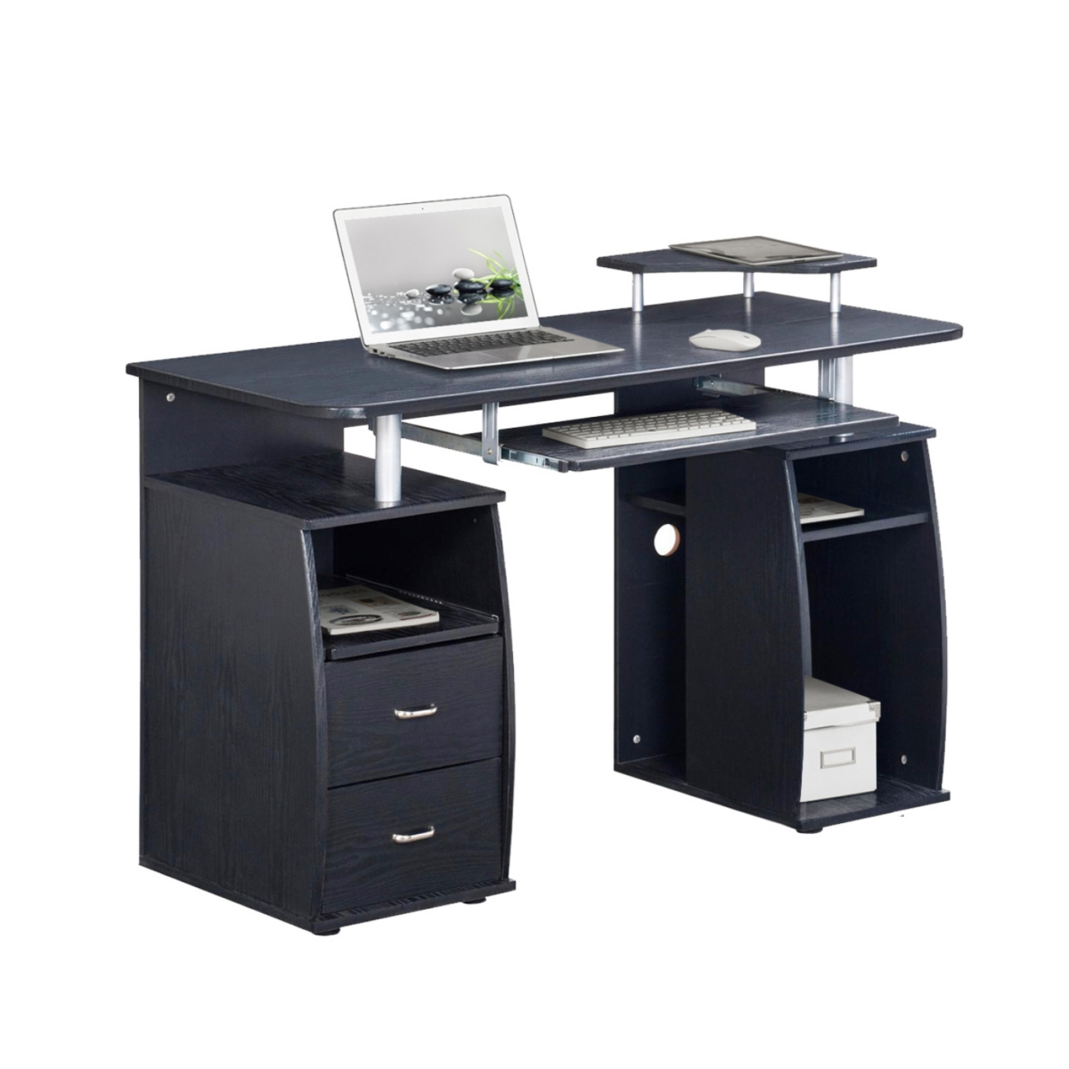 Simplie Fun Complete Computer Workstation Desk With Storage, Espresso ...