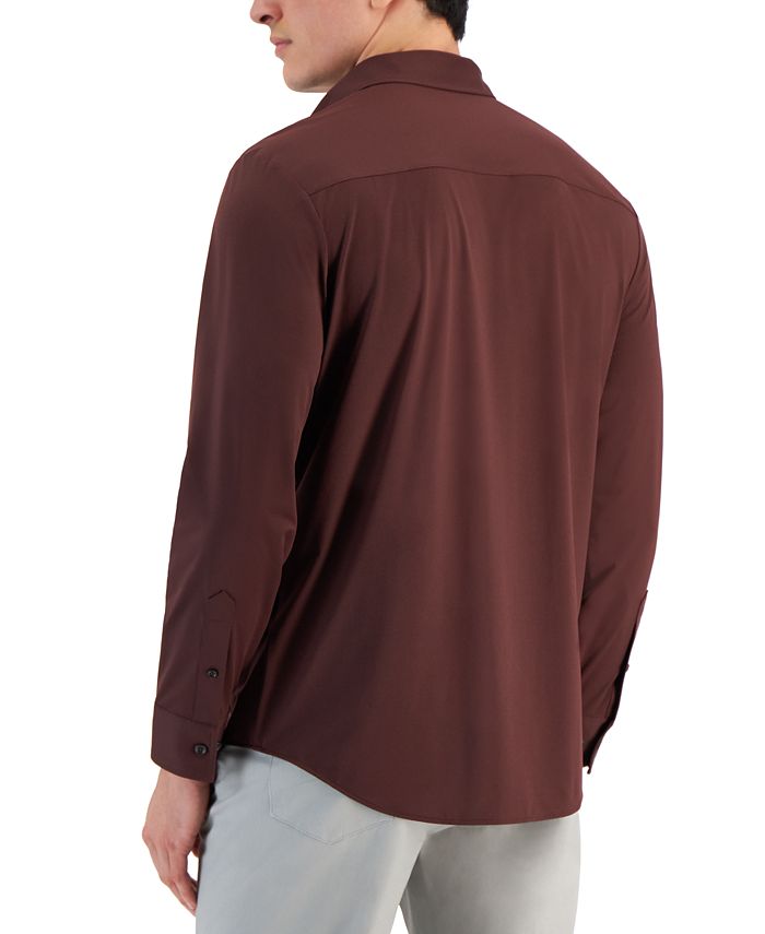Alfani Men's Alfatech Yarn-Dyed Long Sleeve Performance Shirt, Created ...