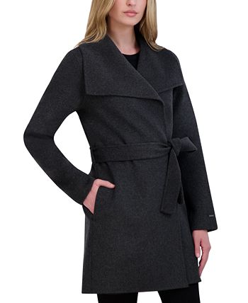 Tahari Women's Doubled-Faced Wool Blend Wrap Coat - Macy's