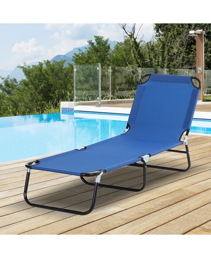 Outsunny Portable Outdoor Sun Lounger, Lightweight Folding Chaise ...