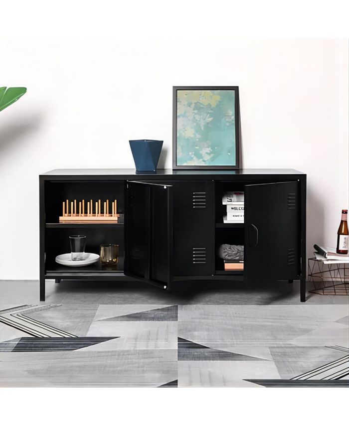Simplie Fun 3 Door Metal Locker TV Cabinet with Shelf Industrial Steel ...