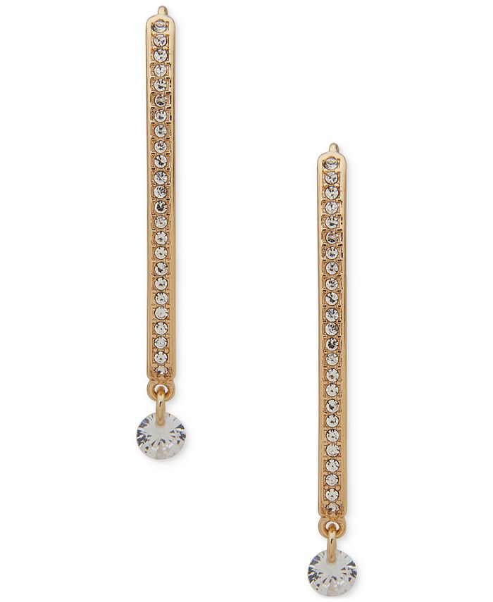 DKNY Gold-Tone Crystal Charm Pavé Linear Drop Earrings - Macy's