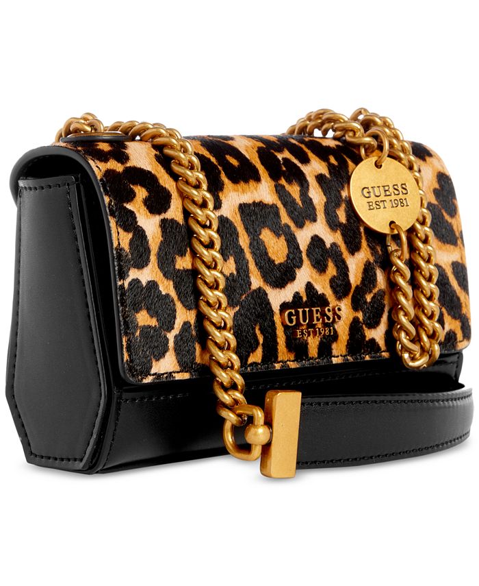 GUESS Iseline Leopard Print Mini Chain Crossbody Flap - Macy's