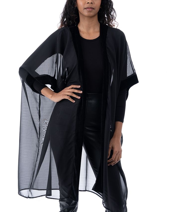 I.N.C. International Concepts Women's Crinkle Velvet-Trim Topper ...