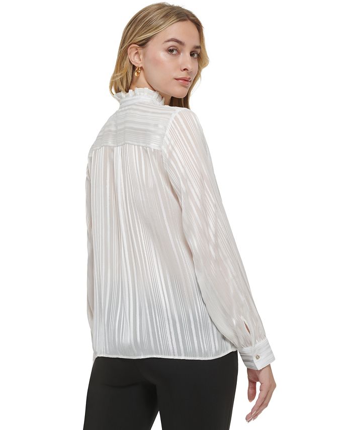 Tommy Hilfiger Women's Ruffle-Trim Shimmer Blouse - Macy's