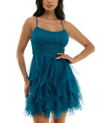 pear culture Juniors' Emma Corkscrew-Ruffled Dress - Macy's