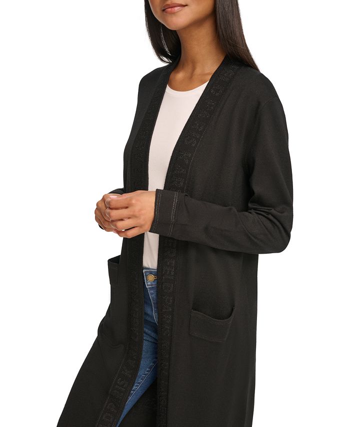 KARL LAGERFELD PARIS Women's Logo Open Duster Cardigan - Macy's