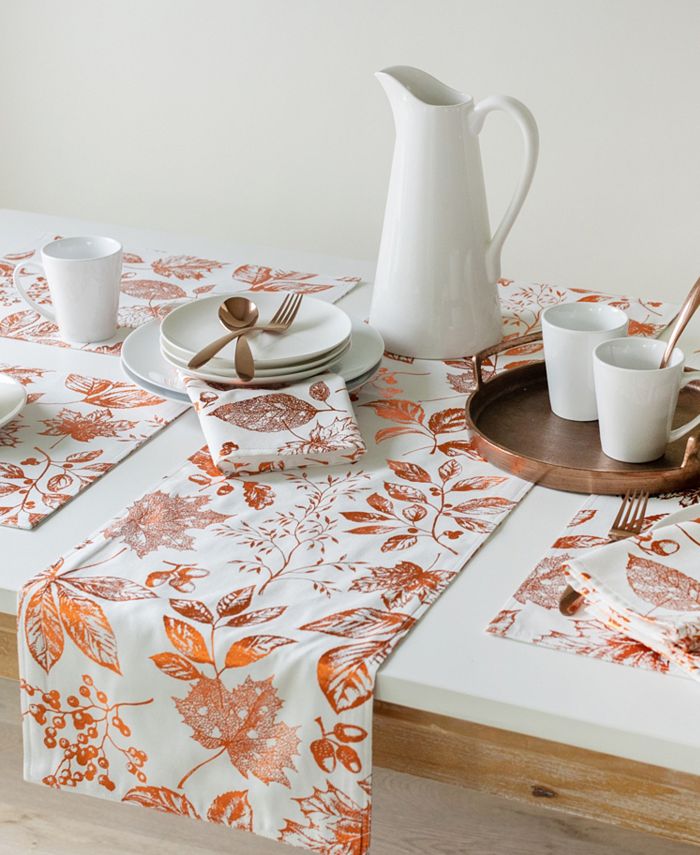Benson Mills Gilded Leaves Metallic Foil Print Table Runner 13 X 72 ...