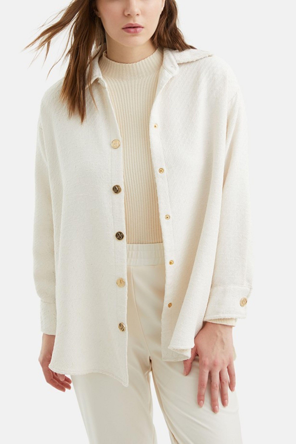 Click here for Nocturne Womens Oversized Shirt - Open white prices