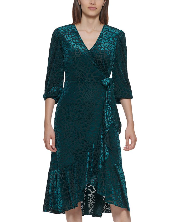 Calvin Klein Women's Animal-Print Velvet Burnout Dress - Macy's