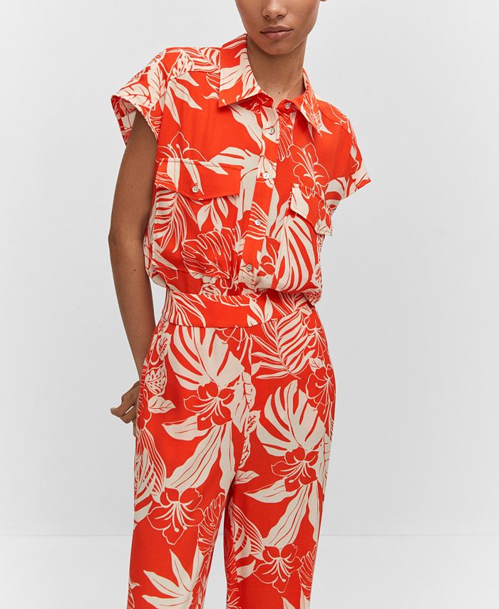 MANGO Women's Flowy Printed Pants - Macy's
