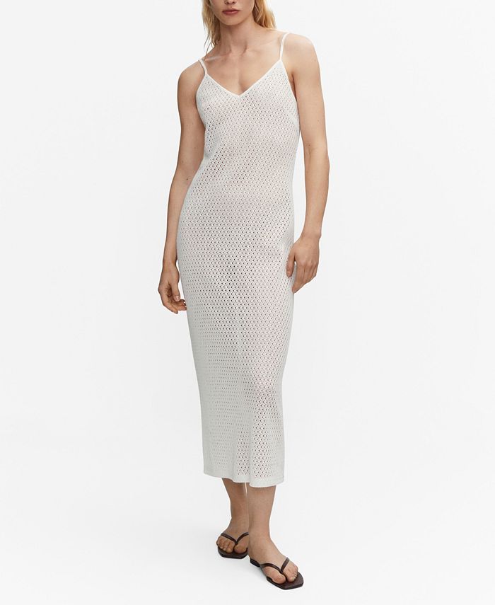 MANGO Women's Long Openwork Knit Dress - Macy's