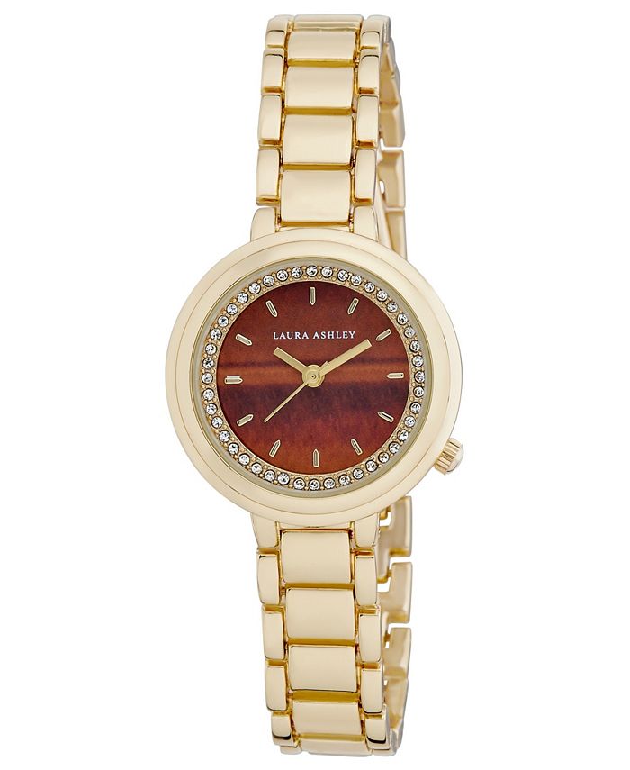Laura Ashley Women's Quartz Gold-Tone Alloy Watch 30mm - Macy's