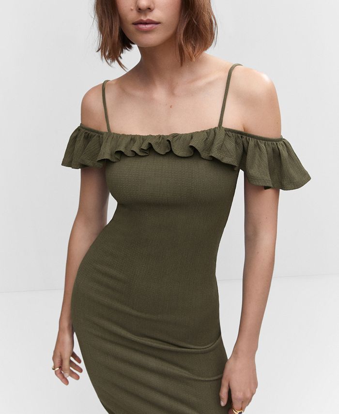MANGO Women's Textured Ruffled Dress - Macy's