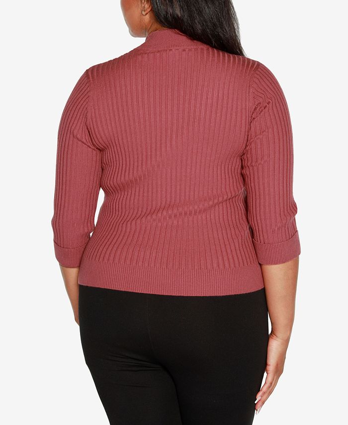 Belldini Black Label Plus Size Ribbed Quarter-Zip Sweater - Macy's