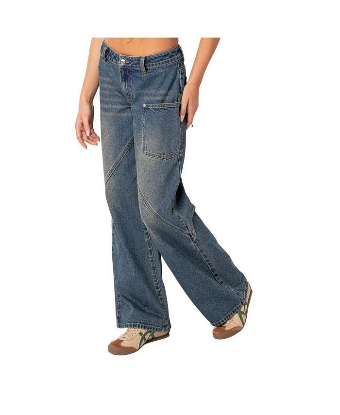 Edikted Women's Serena Low Rise Carpenter Jeans - Macy's