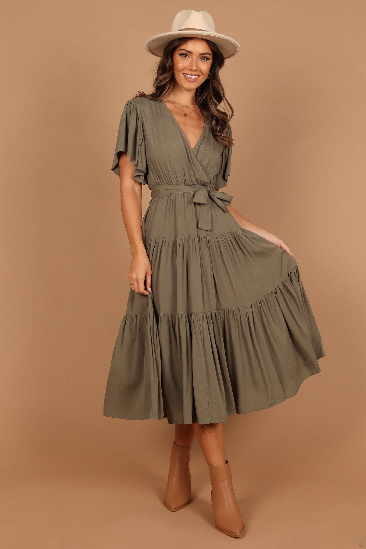 Click here for Petal and Pup Womens Barker Dress - Olive prices