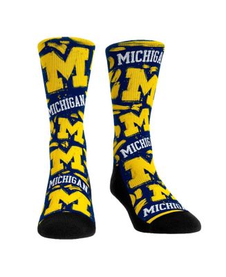 Men's and Women's Rock 'Em Socks Michigan Wolverines Allover Logo and ...