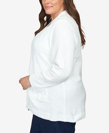 Alfred Dunner Plus Size Classics Chenille Long Open Cardigan Sweater ...