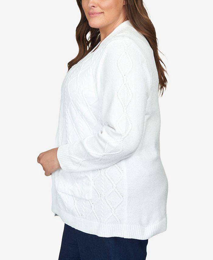 Alfred Dunner Plus Size Classics Chenille Long Open Cardigan Sweater ...
