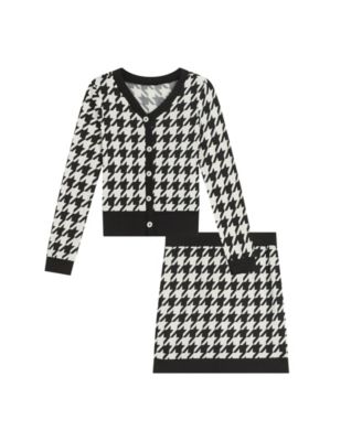 Beautees Big Girls Soft Knit Houndstooth Long Sleeve Faux Button-Front ...